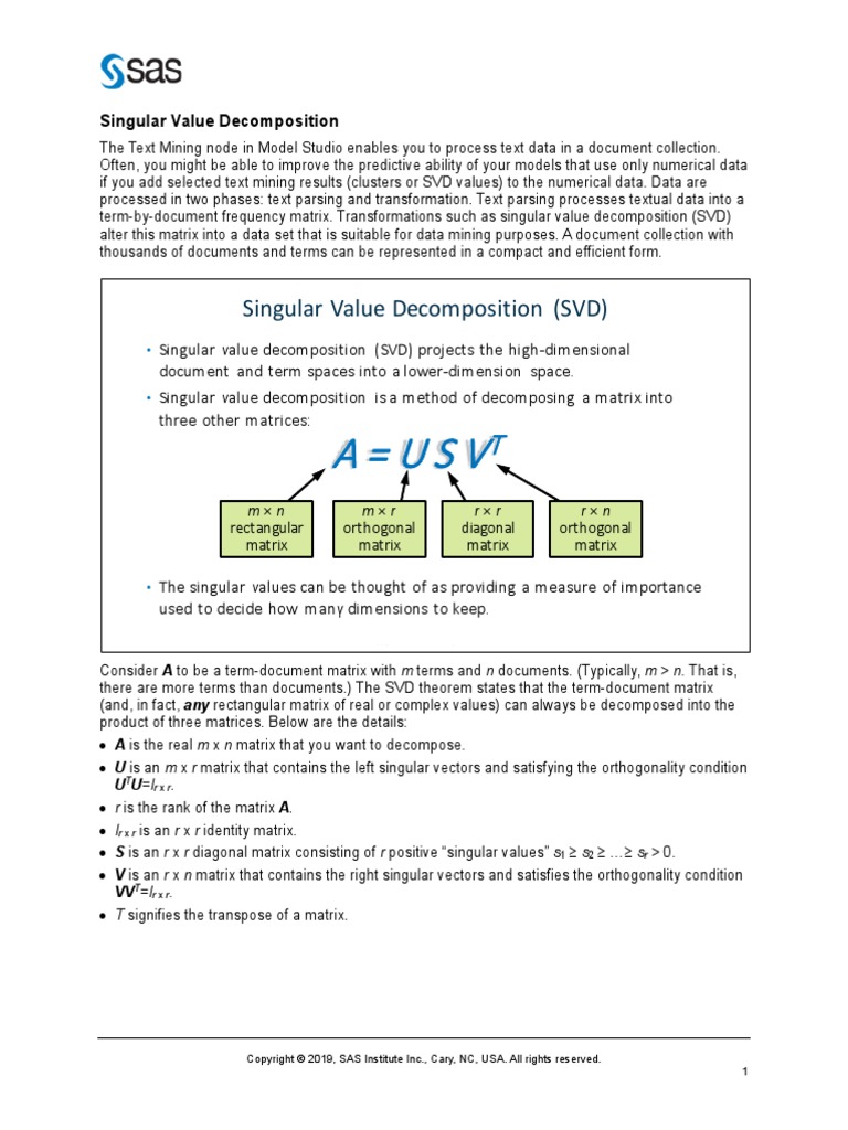 A Usv: Singular Value Decomposition (SVD) | PDF | Matrix (Mathematics) | Linear Algebra