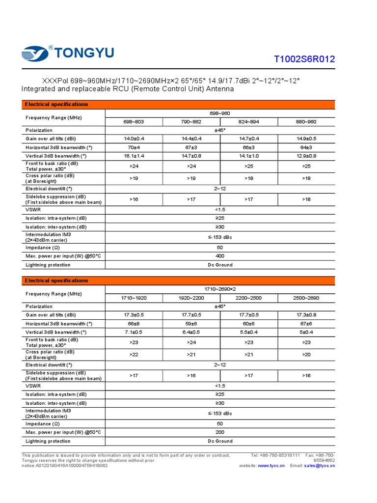 12 T1002S6R012 | PDF | Antenna (Radio) | Electromagnetic Radiation