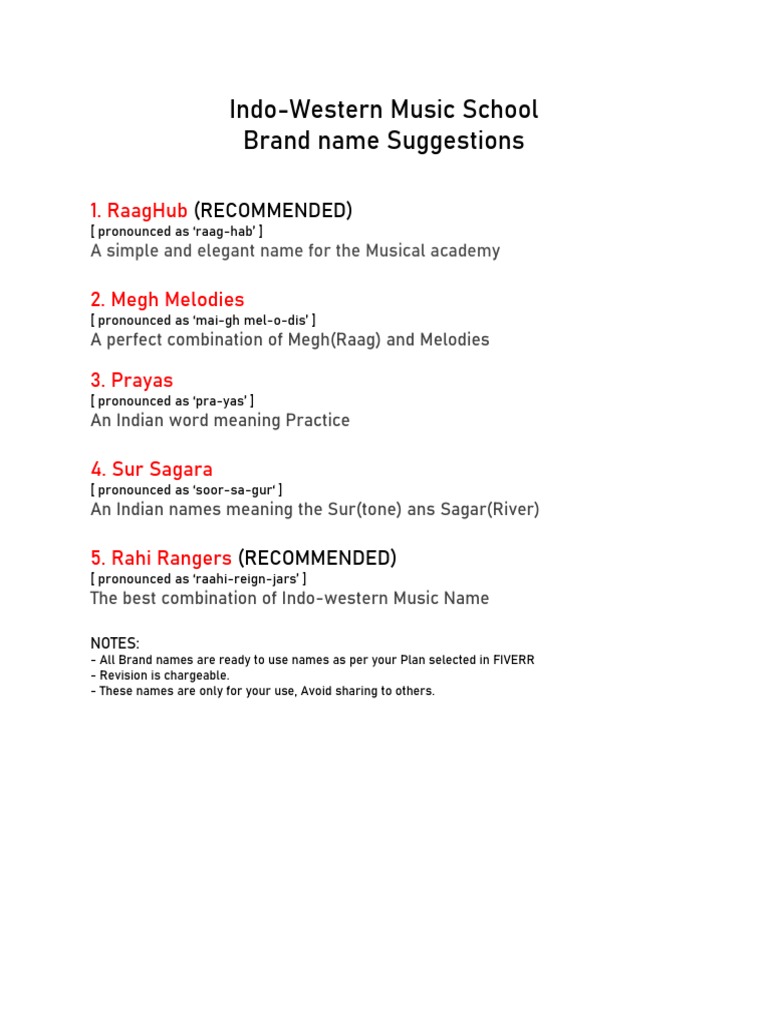 Music School Names - 2 | PDF