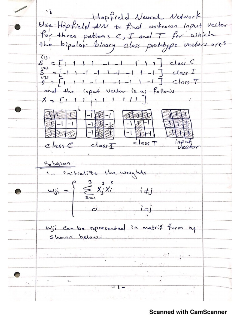 Example - Hopfield Neural Network | PDF