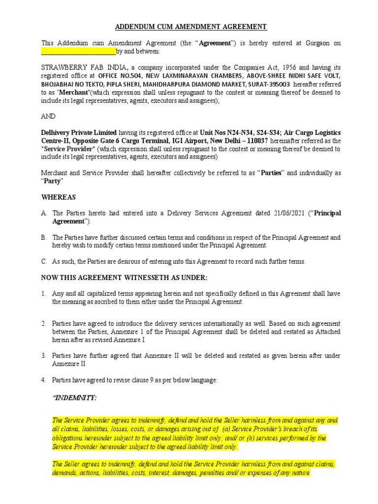 Addendum Exports B2C | PDF | Indemnity | Legal Liability