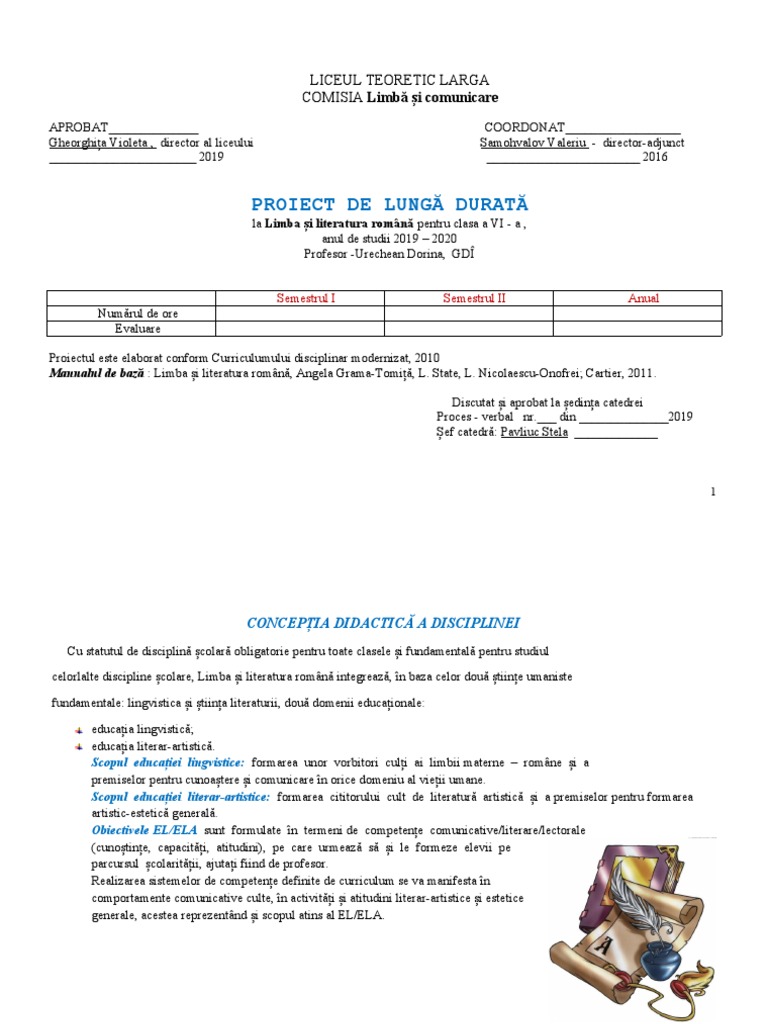 Proiectare Clasa 6 | PDF