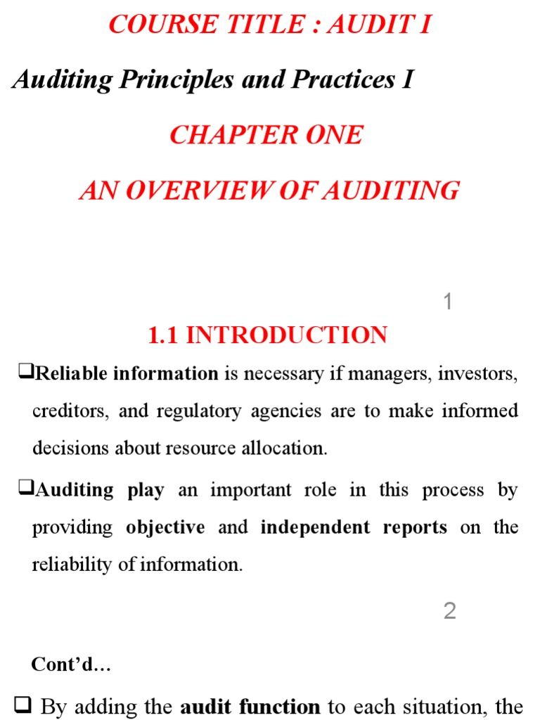 Audit Principle Chapter-1 | PDF | Audit | Financial Audit