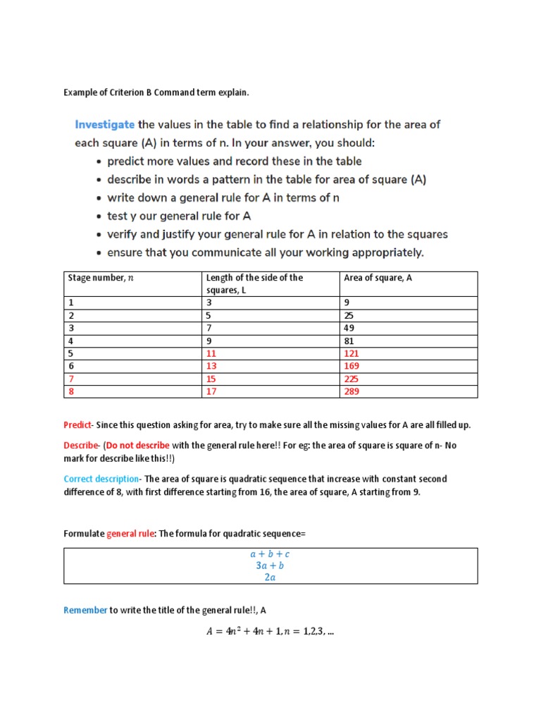 IB Criterion B Guidance | PDF | Area | Mathematics