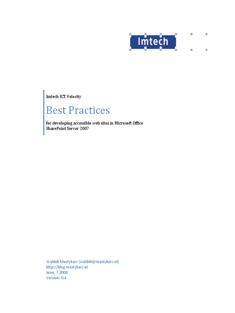 Best Practices For Developing Accessible Web Sites Pdf Html Element