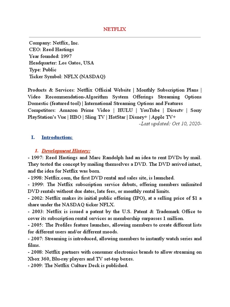 NETFLIX HISTORY, BUSINESS MODEL, RECRUITMENT | PDF | Netflix | Employment