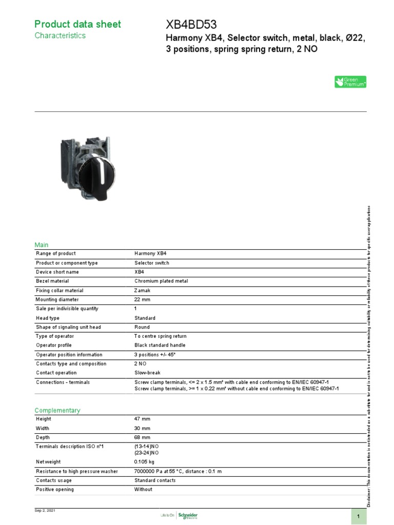 Harmony XB4 - XB4BD53 | PDF | Screw | Electricity