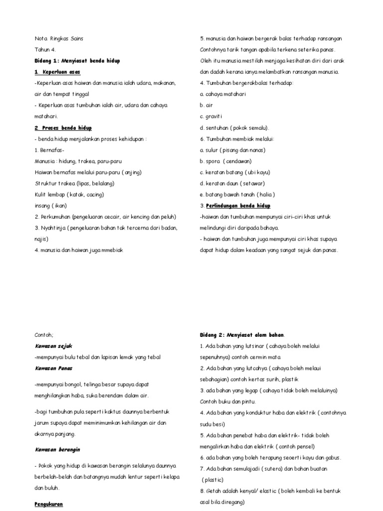 Nota Ringkas Sains Pdf
