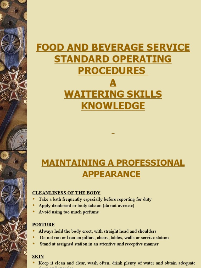 Food Beverages Servive Standard Operating Procedures | PDF | Tableware ...