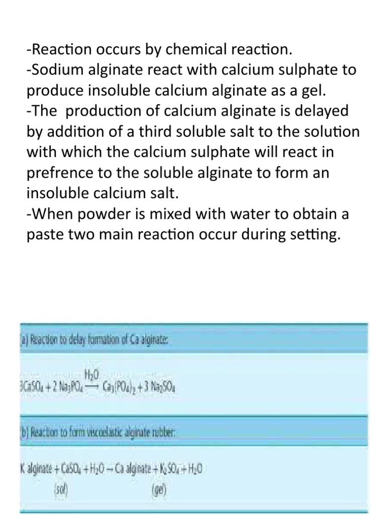 Alginate Setting Reaction | PDF