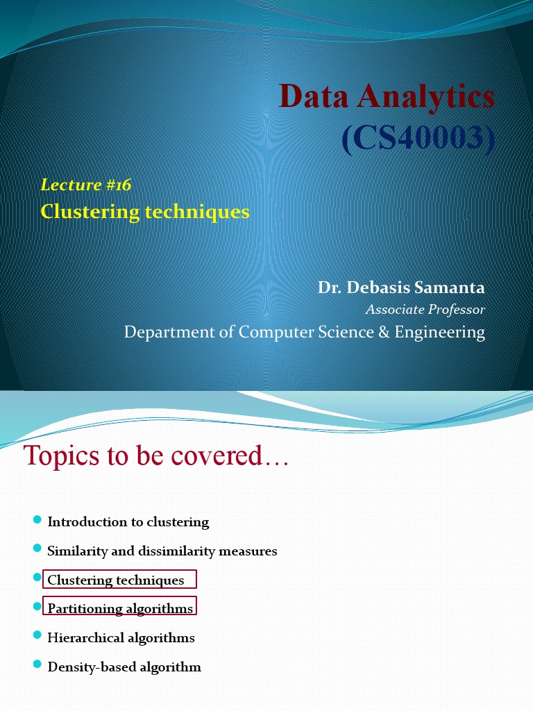 Data Analytics: Clustering Techniques | PDF | Cluster Analysis | Applied Mathematics
