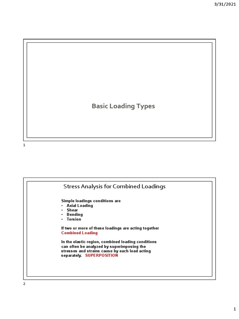 Basic Loading Types: Stress Analysis For Combined Loadings | PDF