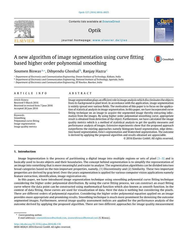 New Algothrithm Of Image Segmentation Using Curve Fitting Based Higher Polynimial Smoothing