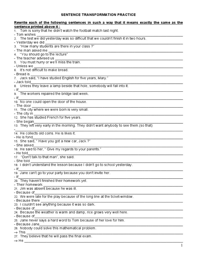 Sentence Transformation | PDF