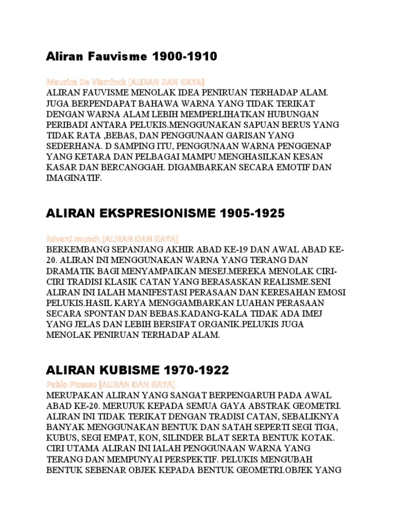 Aliran Fauvisme 1900-1910: Maurice de Vlaminck (ALIRAN DAN GAYA) | PDF