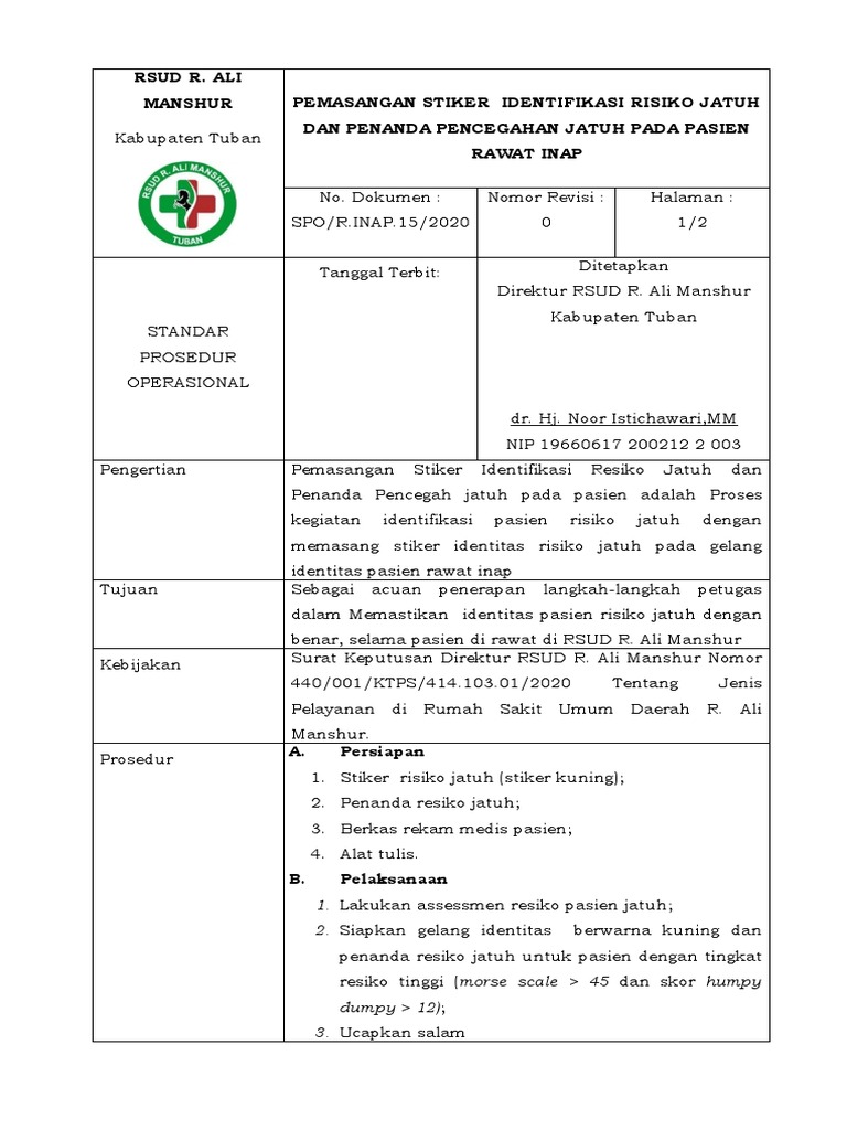 Pemasangan Stiker Identifikasi Risiko Jatuh Dan Penanda Pencegahan ...