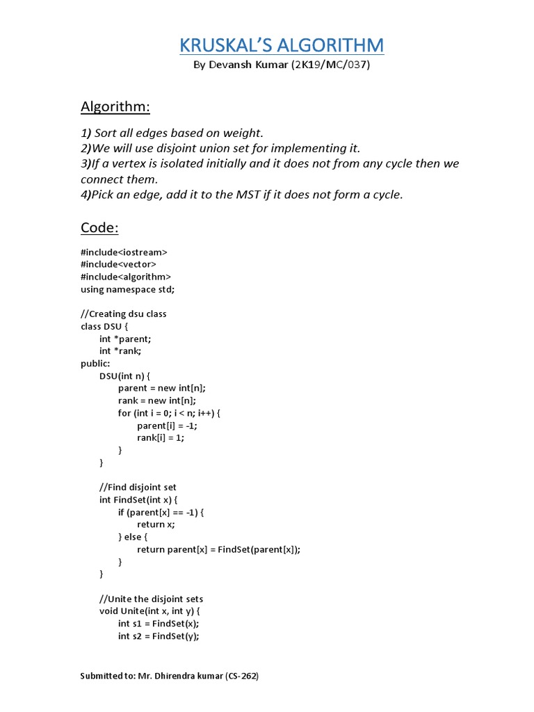 Kruskal and Prims | PDF | Vertex (Graph Theory) | Algorithms And Data Structures