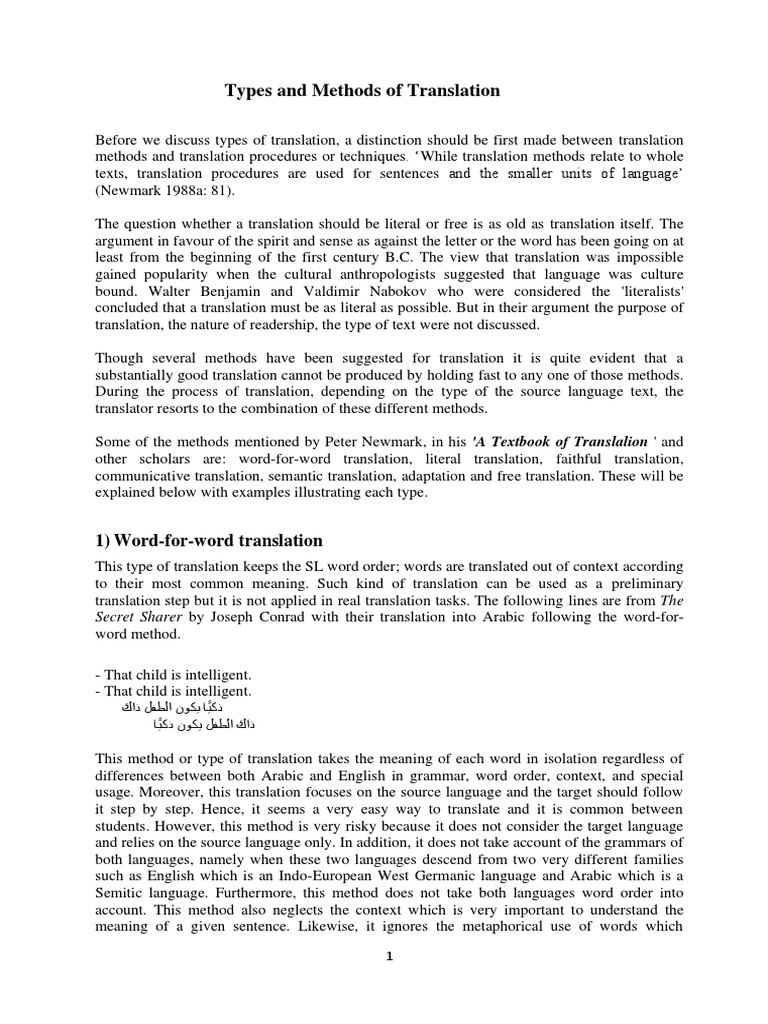 Lecture Types and Methods of Translation | PDF | Translations | Idiom