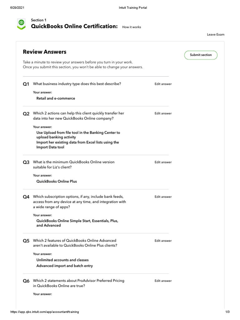Quickbooks Online Certification:: How It Works Leave Exam | PDF | Quick ...