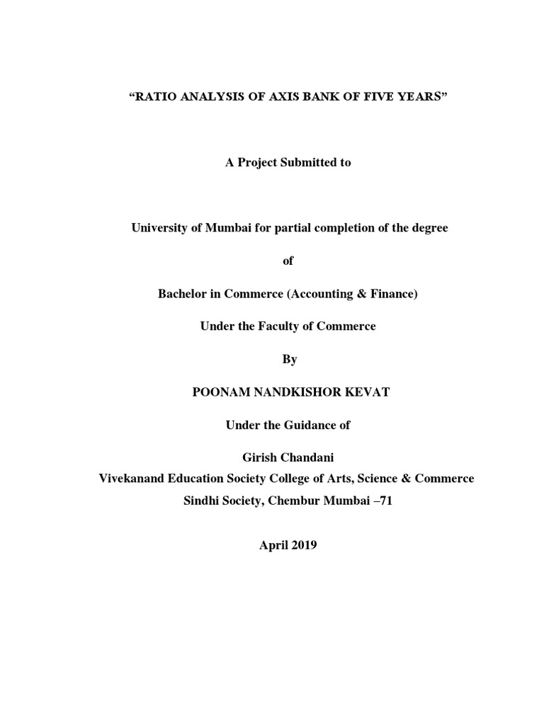 Project Axis Bank FINAL PDF | PDF | Financial Ratio | Equity (Finance)