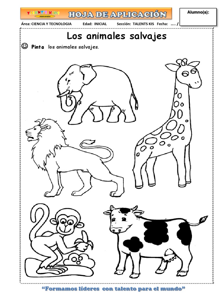 Actividades de Animales Salvajes para Niños | PDF