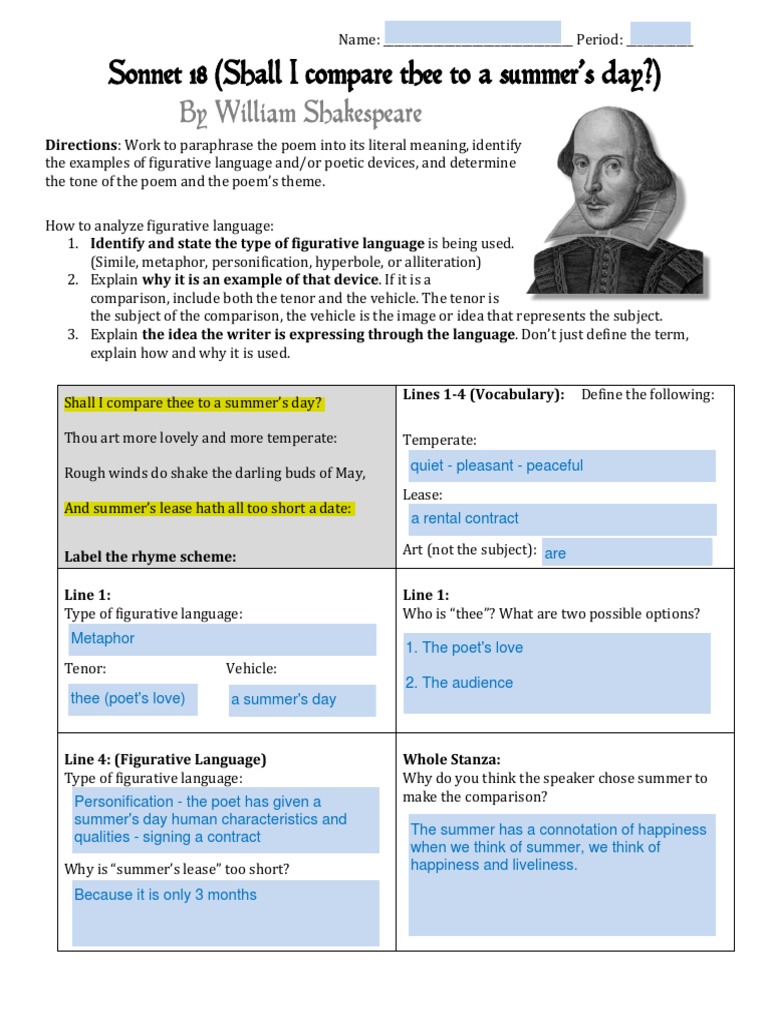 Shakespeares Sonnet18 - 2 | PDF | Poetry | Metaphor