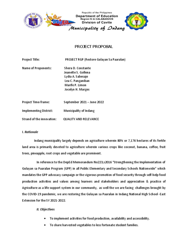 Inhs Project Gulayan S Paaralan Proj Proposal | PDF | Evaluation ...