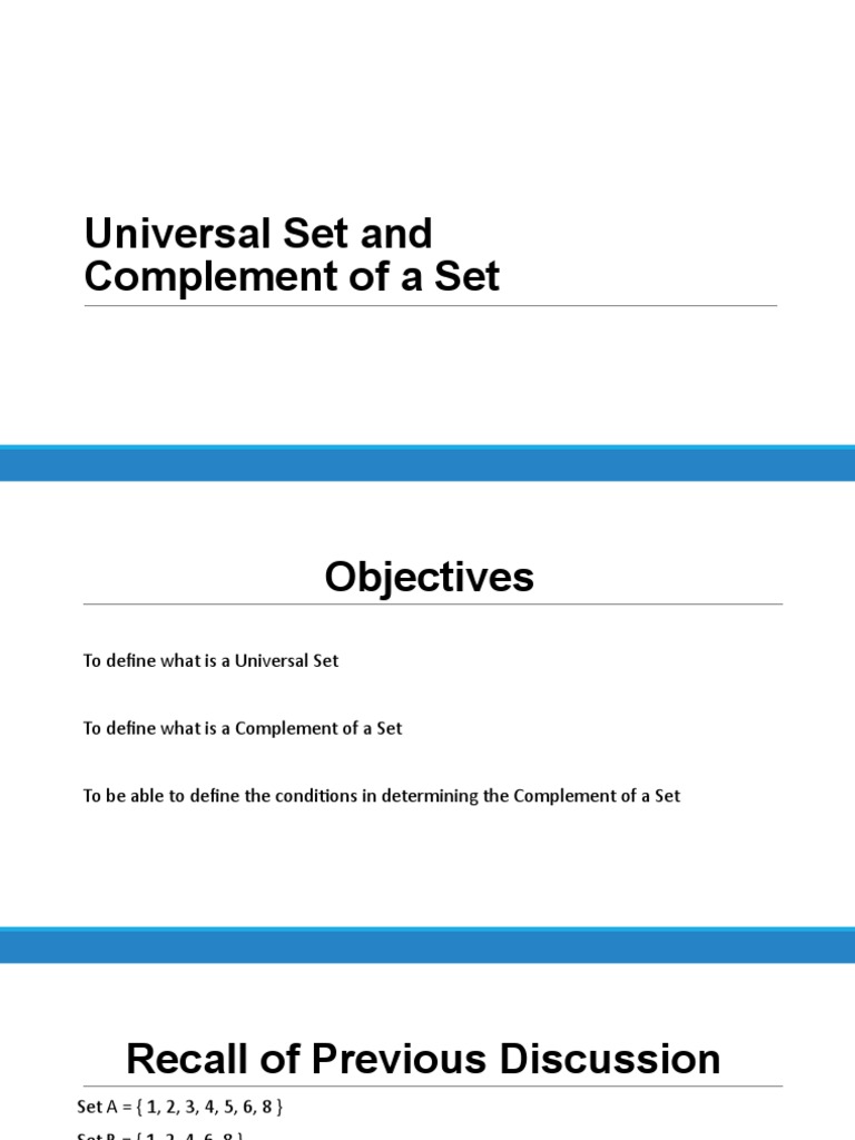 1.2 Universal Set and Complement of A Set | Download Free PDF ...