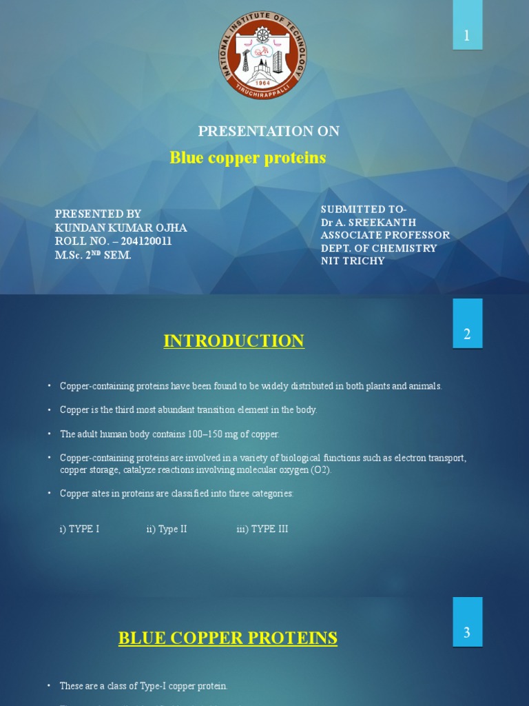 Blue Copper Protein | PDF | Copper | Chemistry