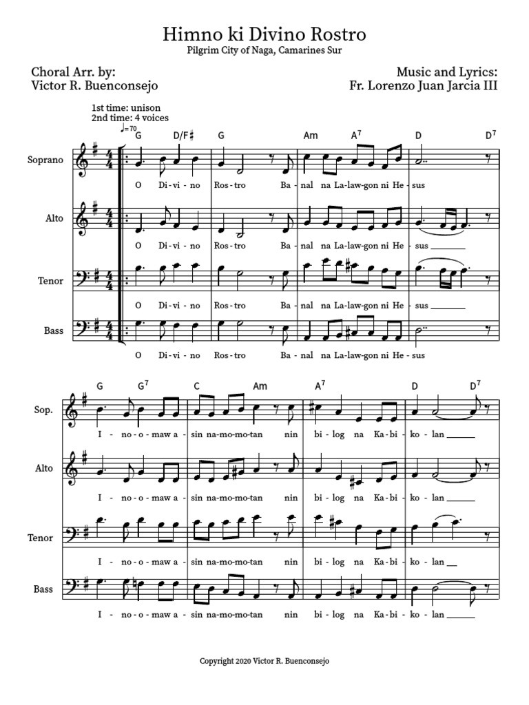 Himno Ki Divino Rostro (With 4 Voices) | PDF