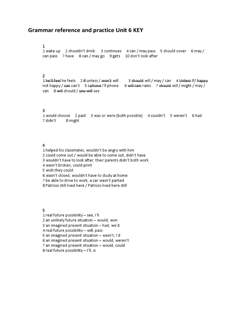 KEY Grammar Reference Unit 6 P. 139 | PDF