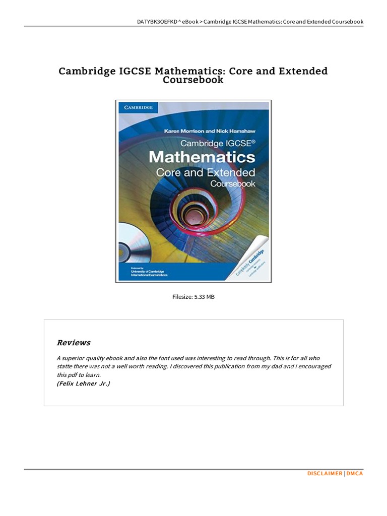 Cambridge IGCSE Mathematics: Core and Extended Cambridge IGCSE Mathematics: Core and Extended ...