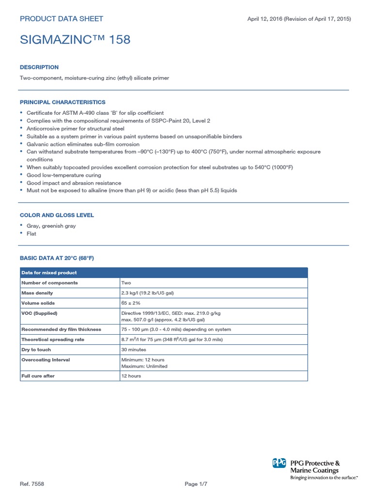 Sigmazinc Paint Specs158 | PDF | Legal Liability | Corrosion