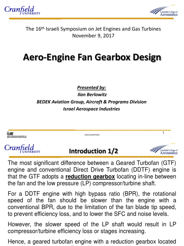 Aero-Engine Fan Gearbox Design: The 16 Israeli Symposium On Jet Engines ...