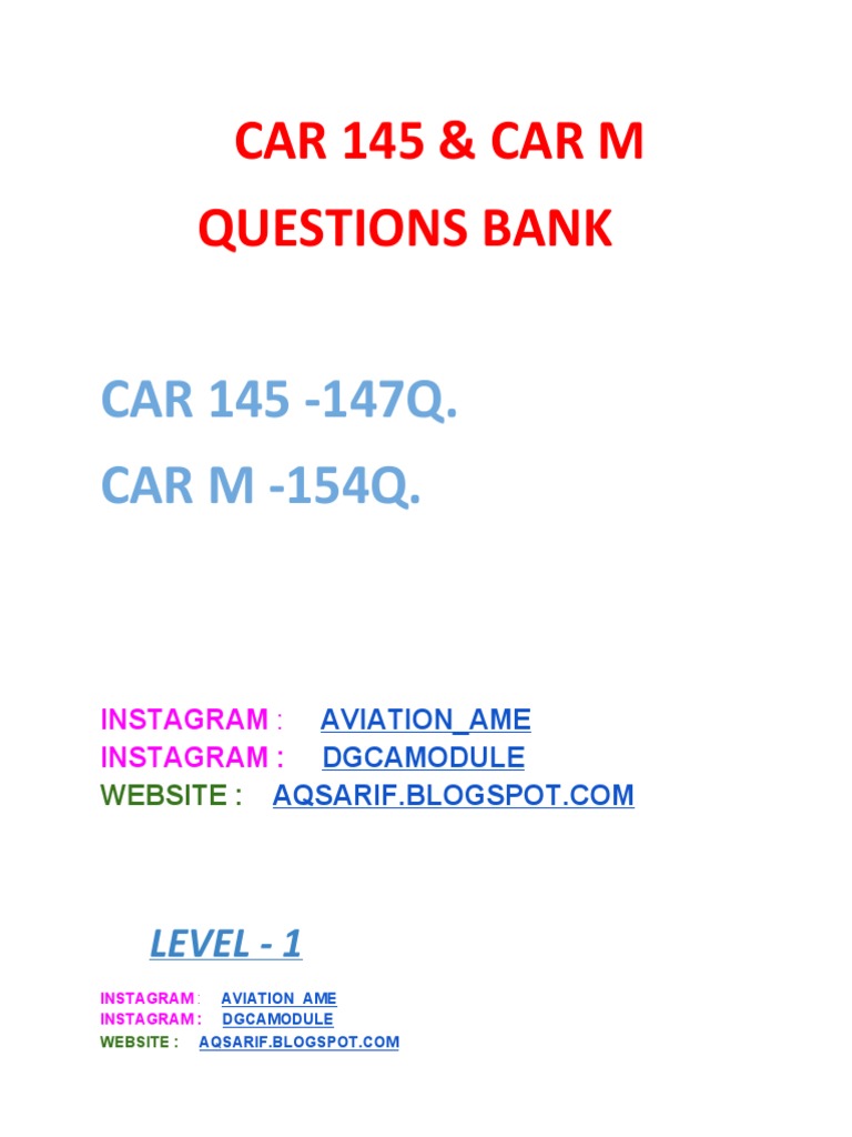 Car 145 & M Questions Bank | PDF | Aeronautics | Aviation