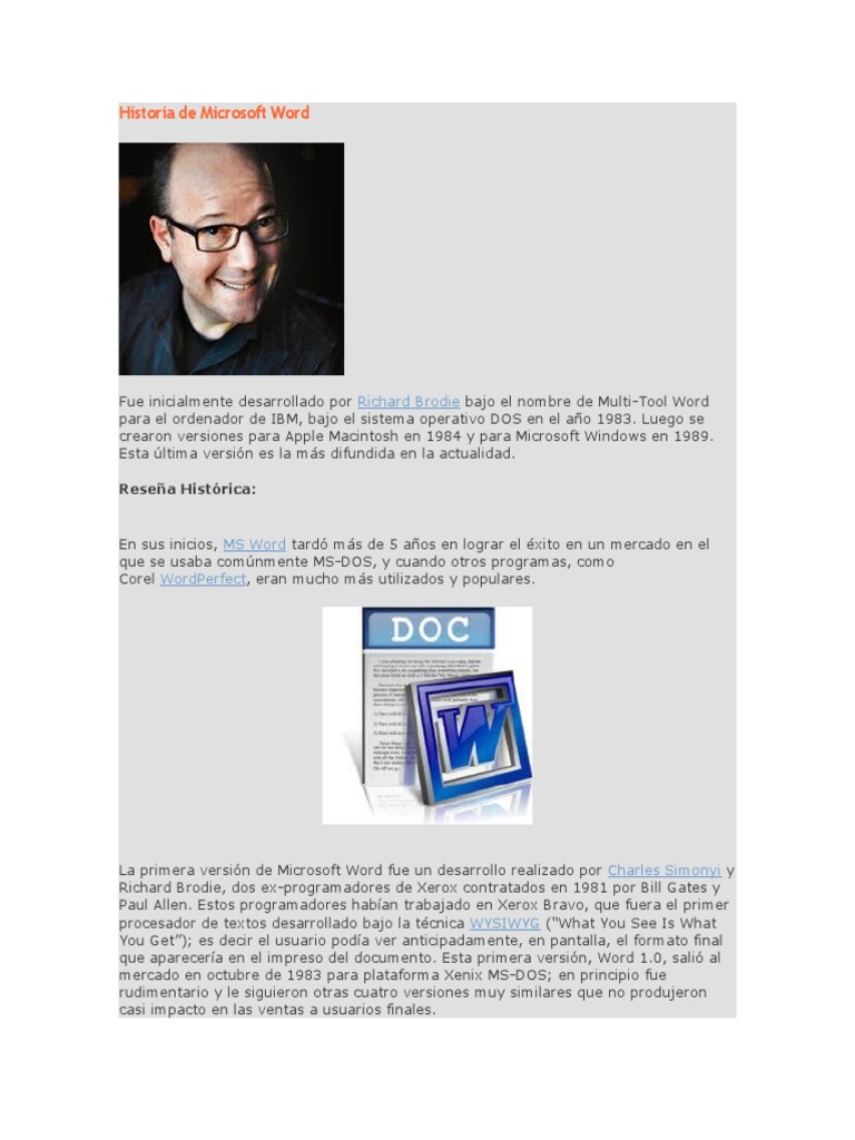 Historia de Microsoft Word | PDF | Microsoft Word | Software del sistema