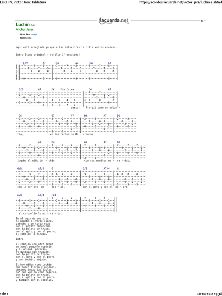 LUCHIN, Victor Jara Tablatura | PDF