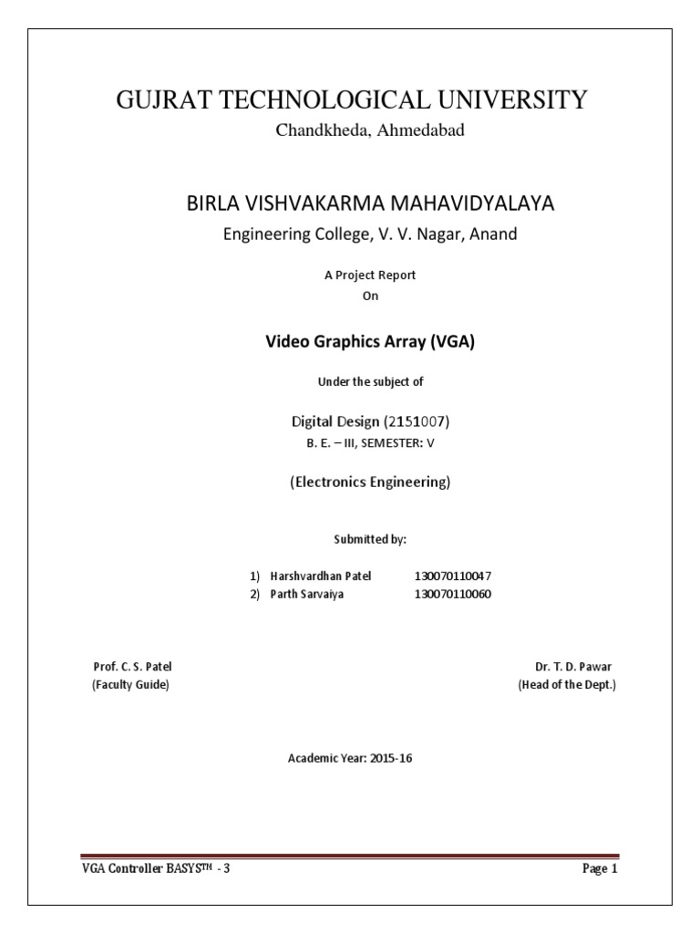 Video Graphics Array (VGA) With Fpga | PDF | Field Programmable Gate ...