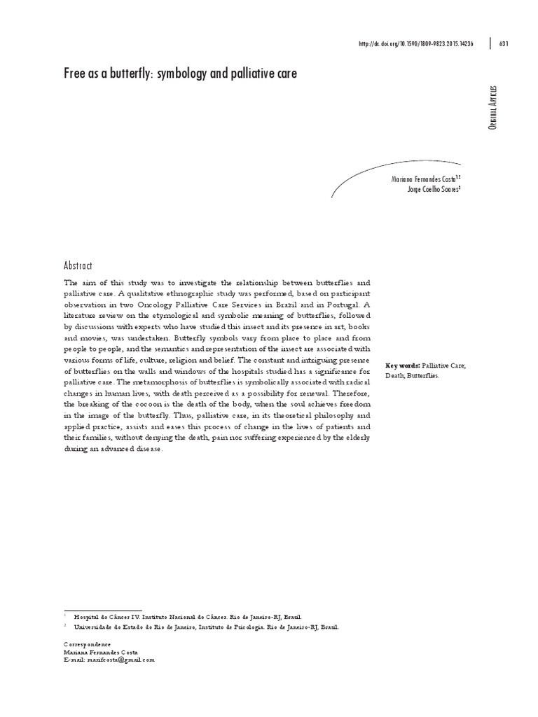 Free As A Butterfly: Symbology and Palliative Care | PDF
