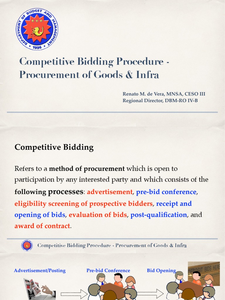 Competitive Bidding Procedure - Procurement of Goods & Infra | PDF ...