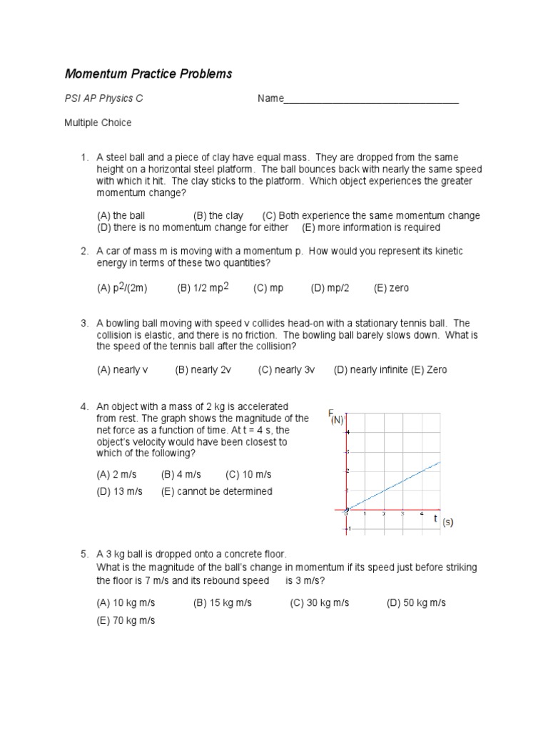 Momentum Practice Problems: PSI AP Physics C | PDF | Collision | Momentum