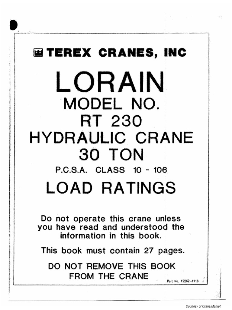 Terex RT 230 Load Chart | PDF