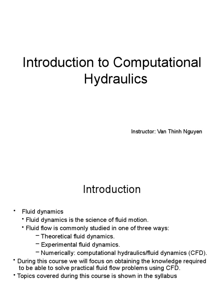 Introduction To Computational Hydraulics | PDF | Computational Fluid ...