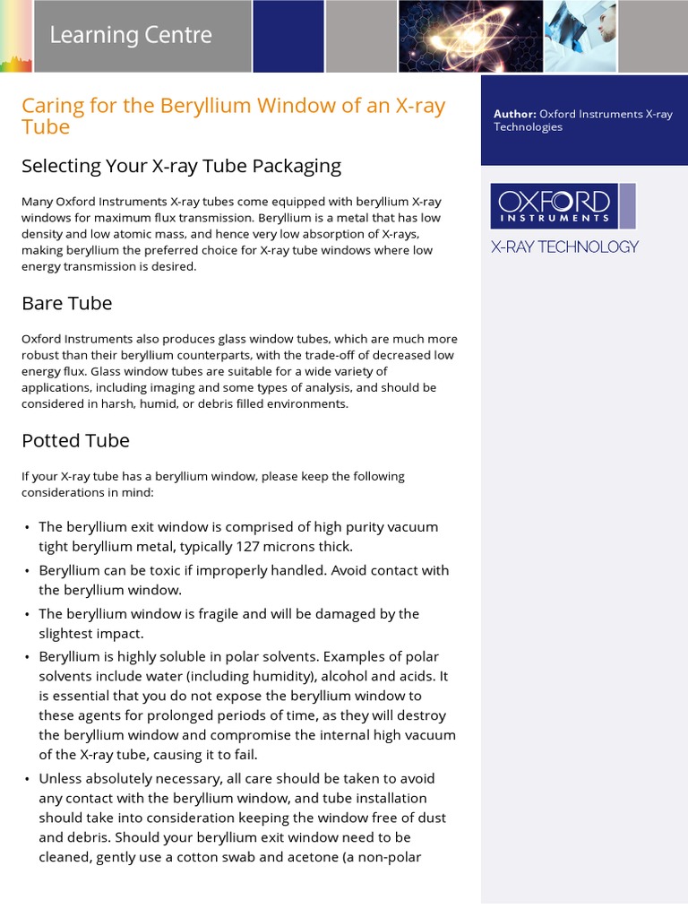 Beryllium Window of An X-Ray Tube | PDF | X Ray | Vacuum Tube