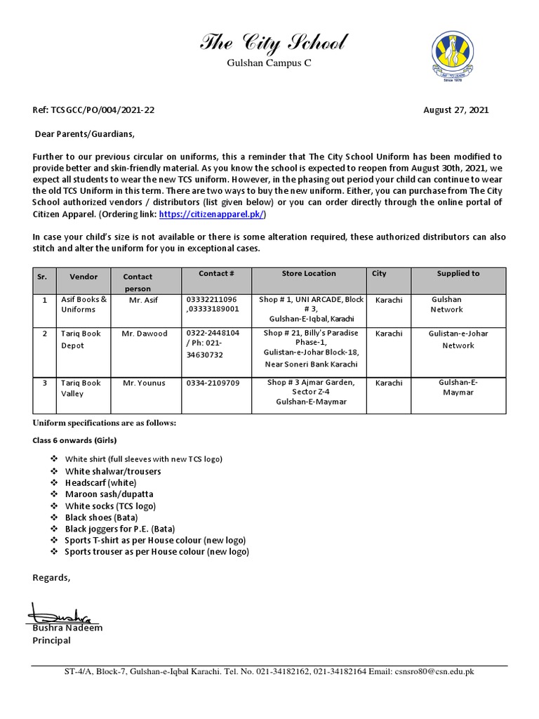 Updated School Uniform Notice | PDF | Clothing | Dress Codes