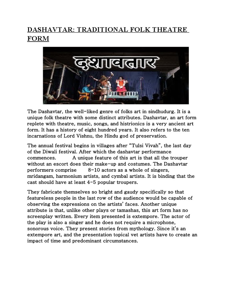 Dashavtar: Traditional Folk Theatre Form | PDF | Theatre | Performing Arts