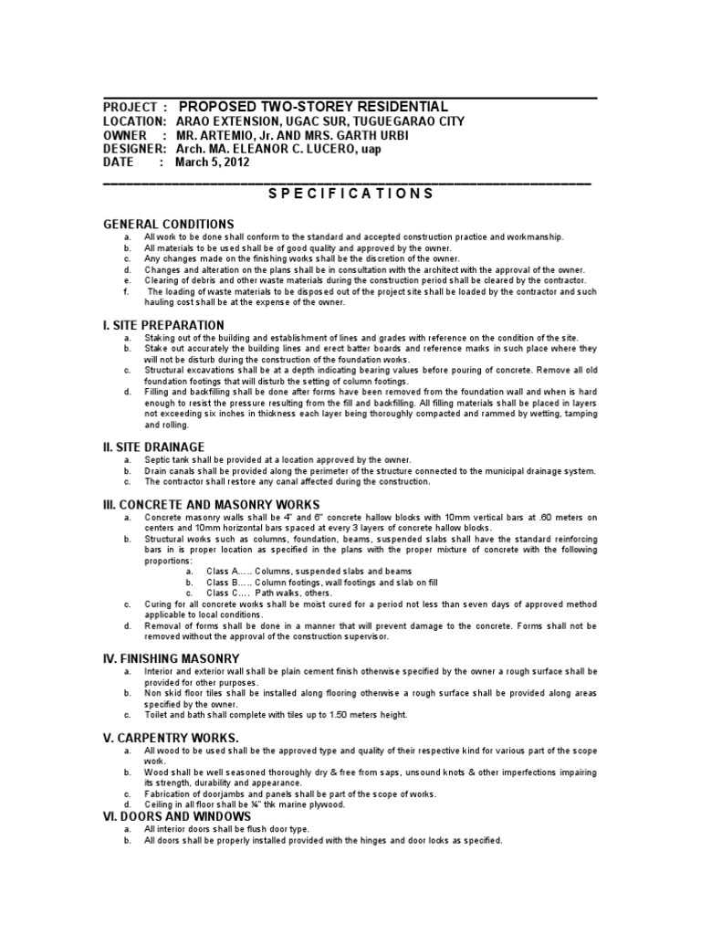 Specifications | PDF | Concrete | Masonry