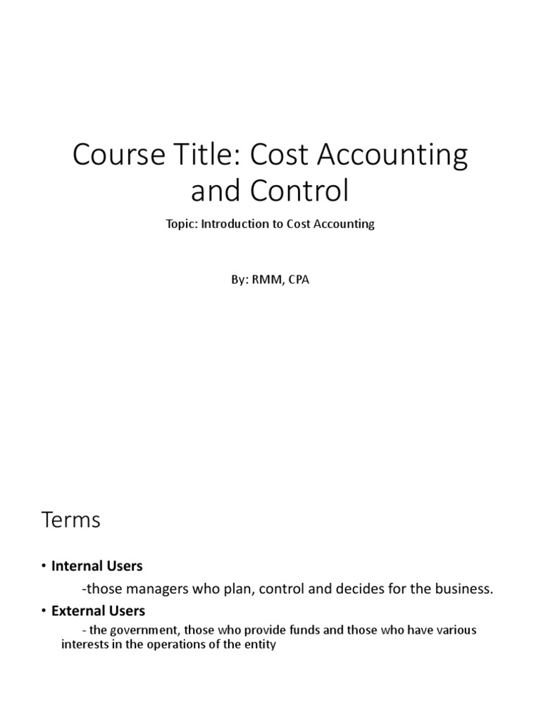 Chapter 1-Introduction To Cost Accounting | PDF | Cost | Accounting