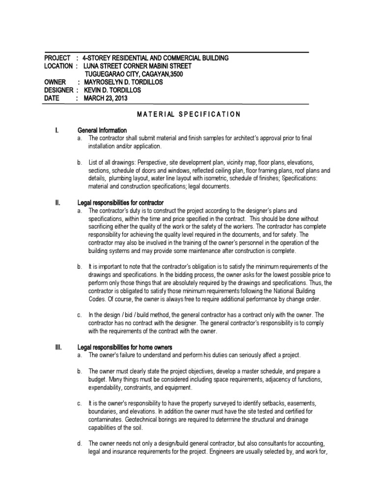Material Specifications-Erika | PDF | Specification (Technical Standard ...
