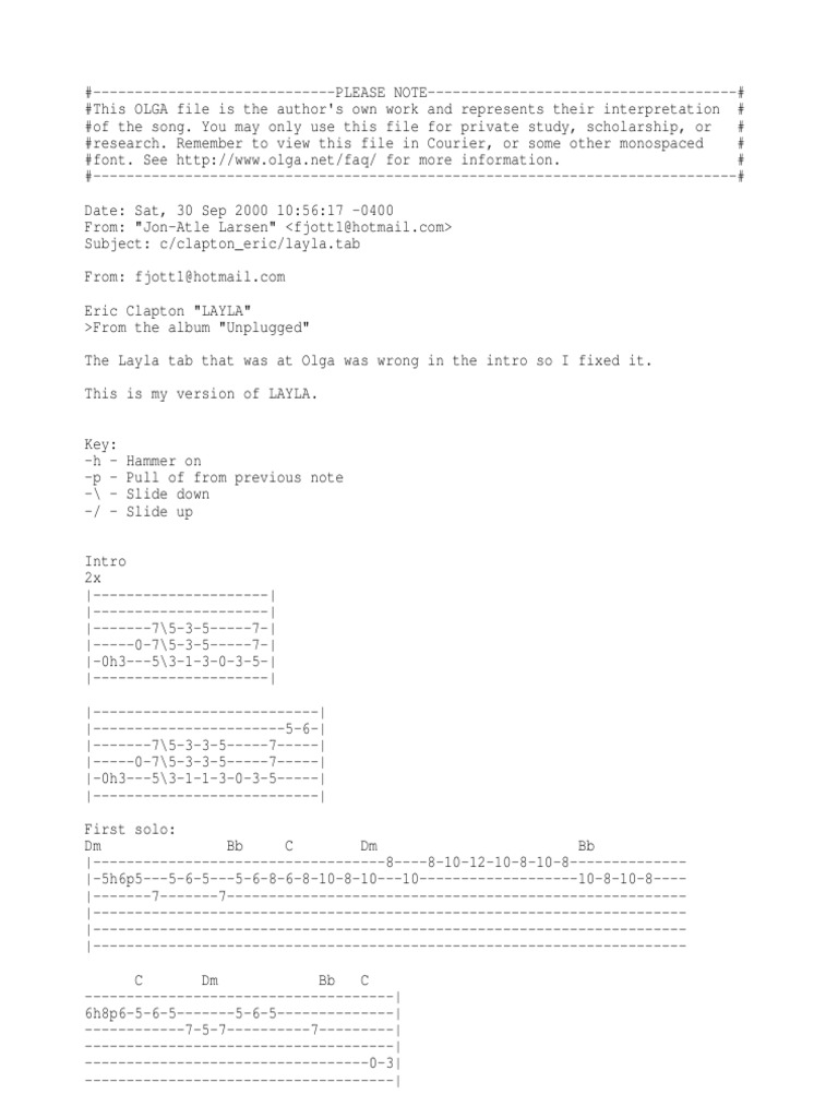 14 - Layla-Tab | PDF | Song Structure | British Rock Songs